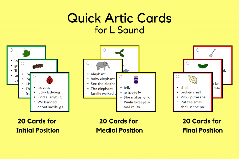 Quick Artic Cards for L Sound | Speech Therapy Ideas