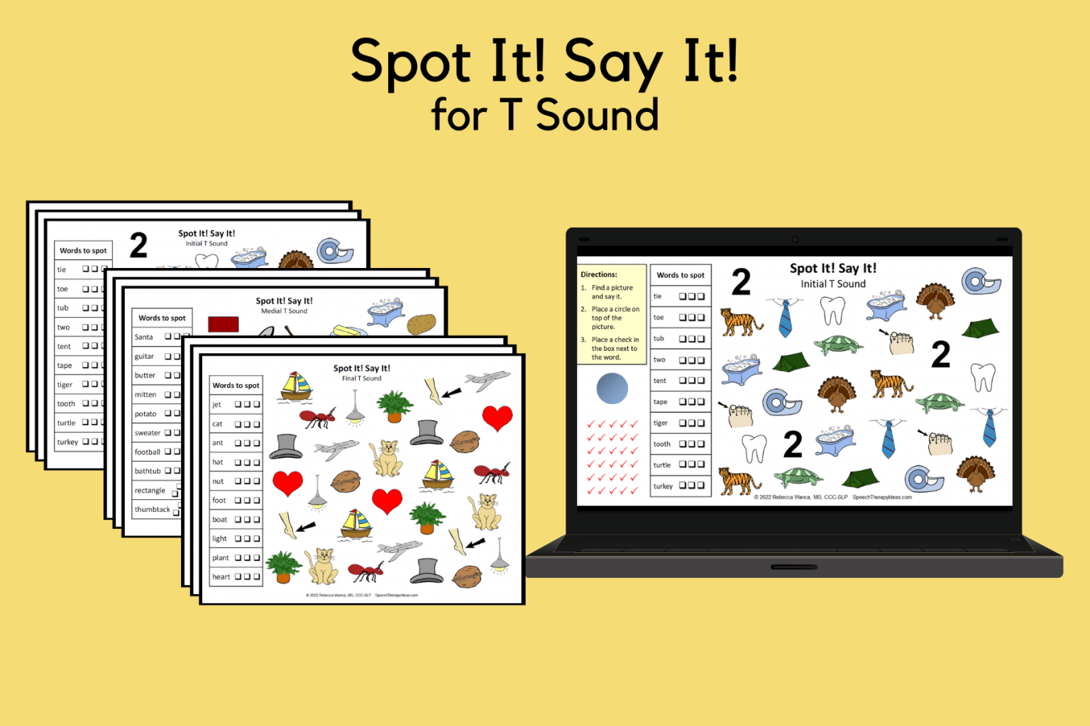 Spot It! Say It! Pages for T Sound | Speech Therapy Ideas
