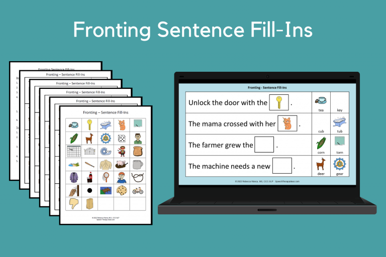 Fronting Sentence Fill-Ins | Speech Therapy Ideas