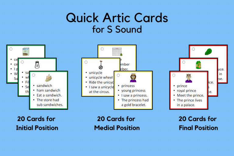 Quick Artic Cards for S Sound | Speech Therapy Ideas