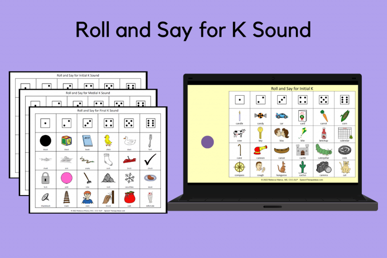 Roll and Say for K Sound | Speech Therapy Ideas