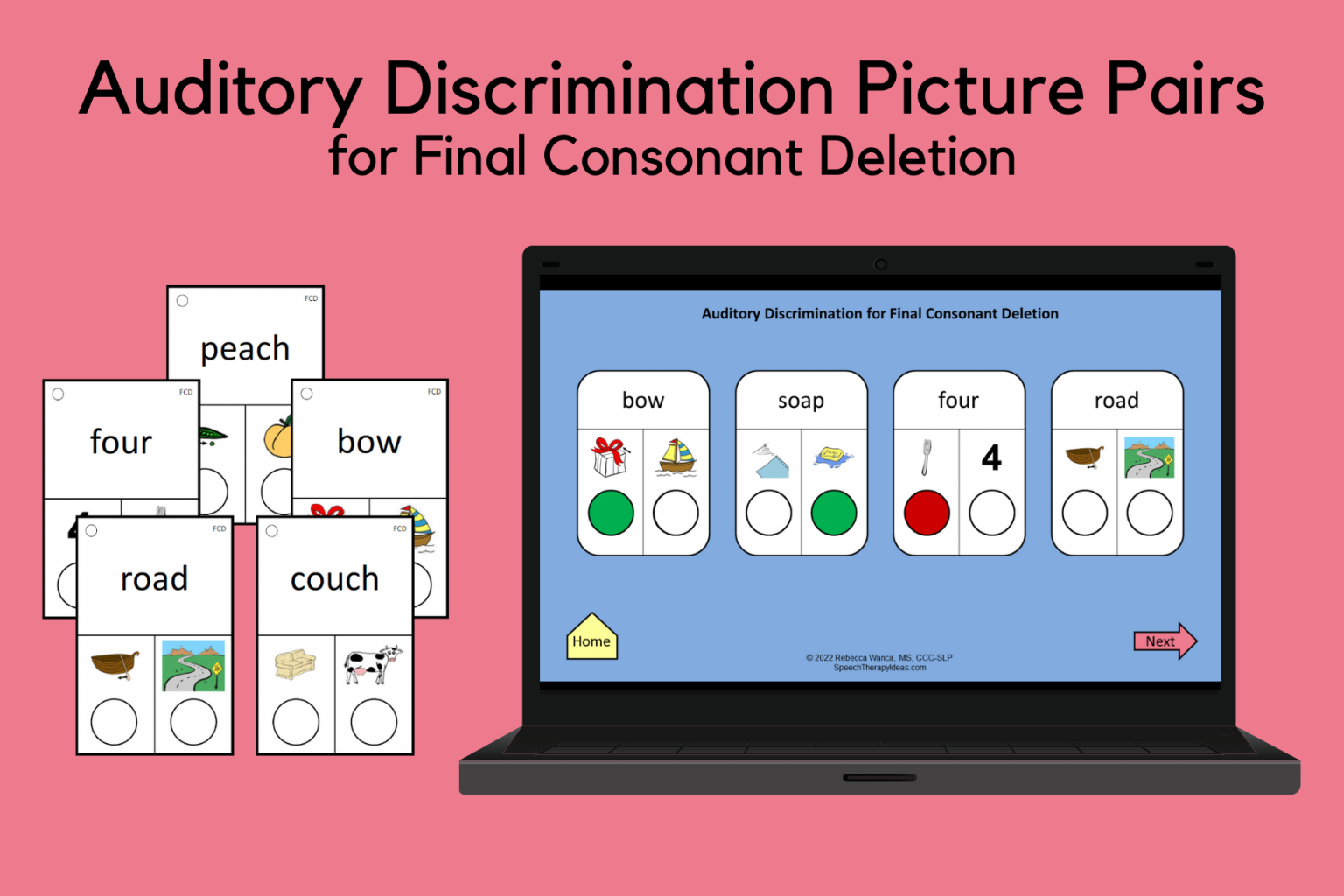 Auditory Discrimination Picture Pairs for Final Consonant Deletion ...