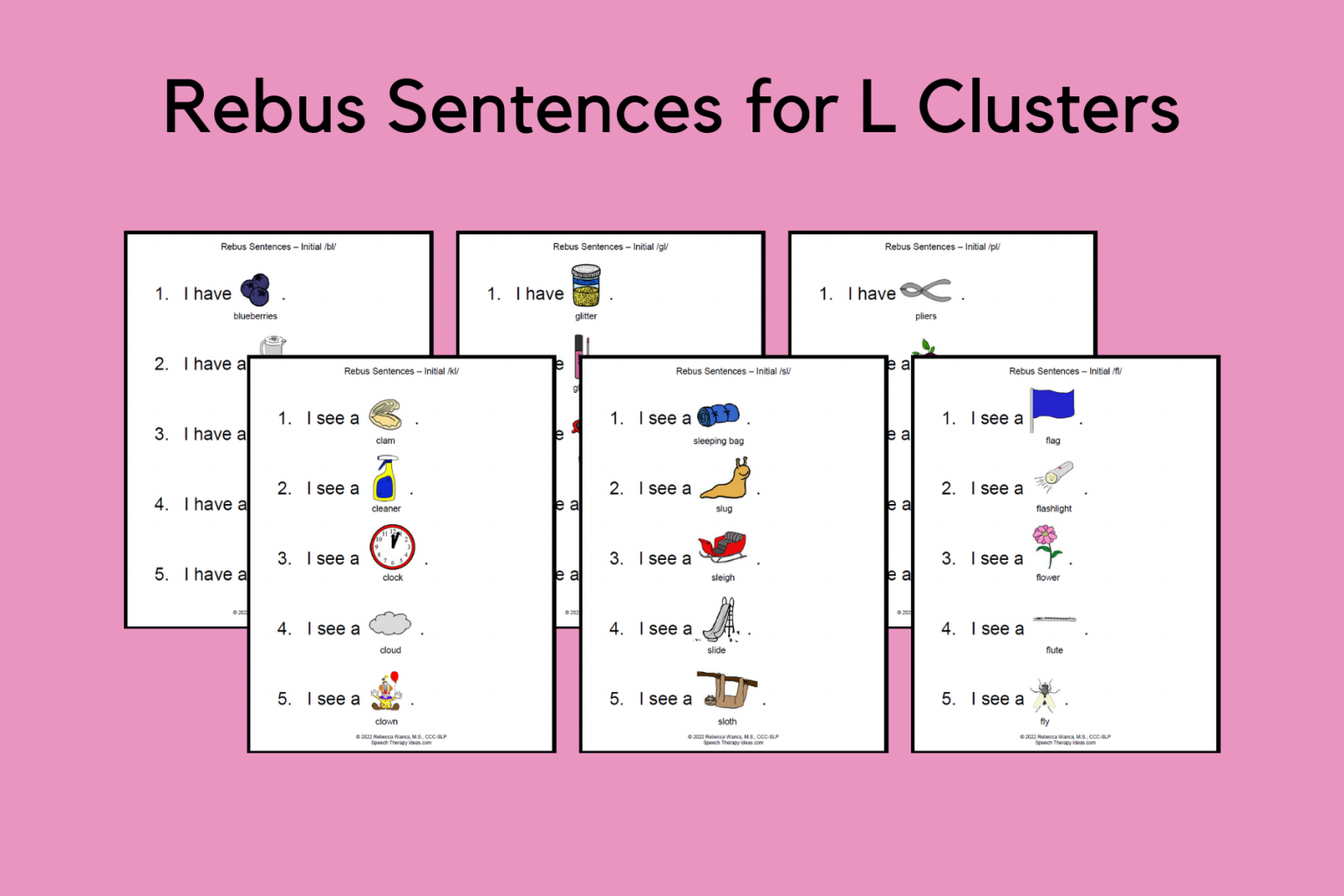 Rebus Sentences for L Clusters | Speech Therapy Ideas