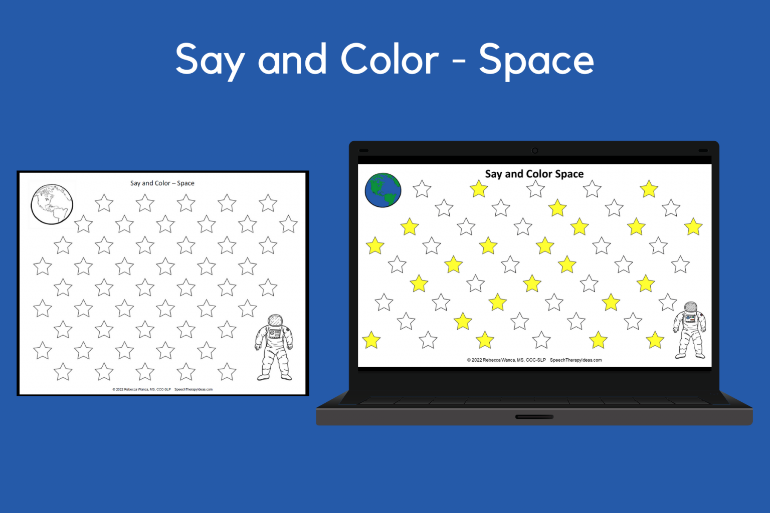 Say and Color – Space | Speech Therapy Ideas