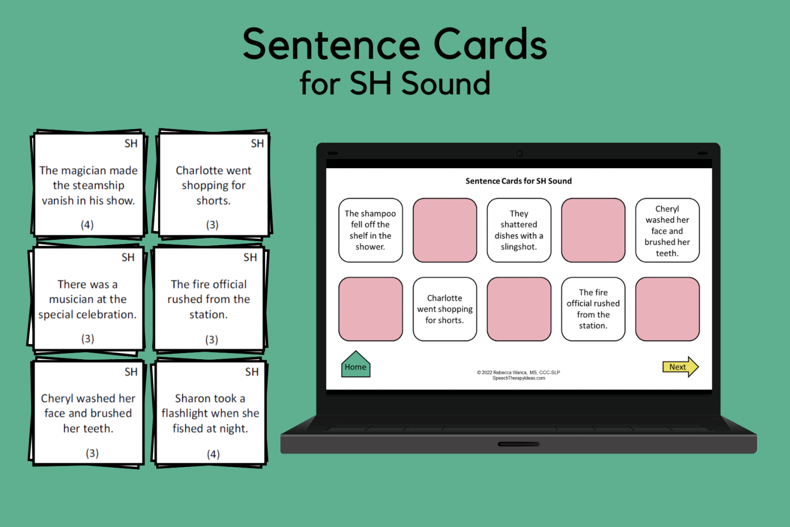Sentence Cards for SH Sound | Speech Therapy Ideas