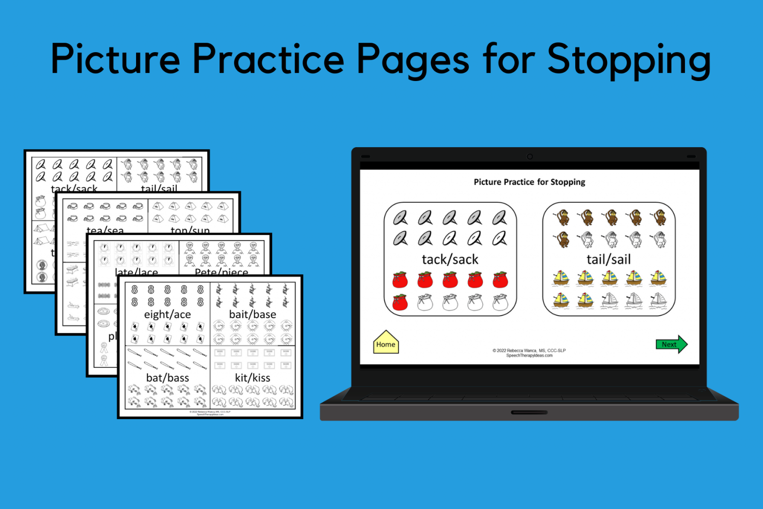 Picture Practice Pages for Stopping | Speech Therapy Ideas