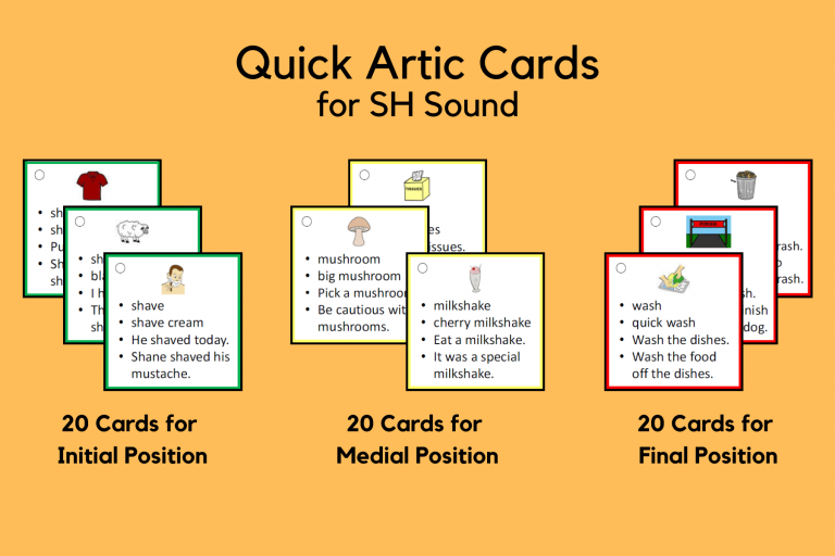 Quick Artic Cards for SH Sound | Speech Therapy Ideas