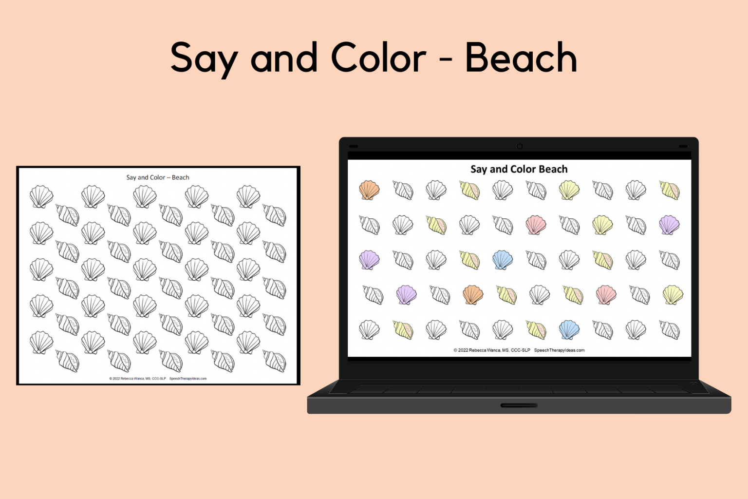 Say and Color – Beach | Speech Therapy Ideas