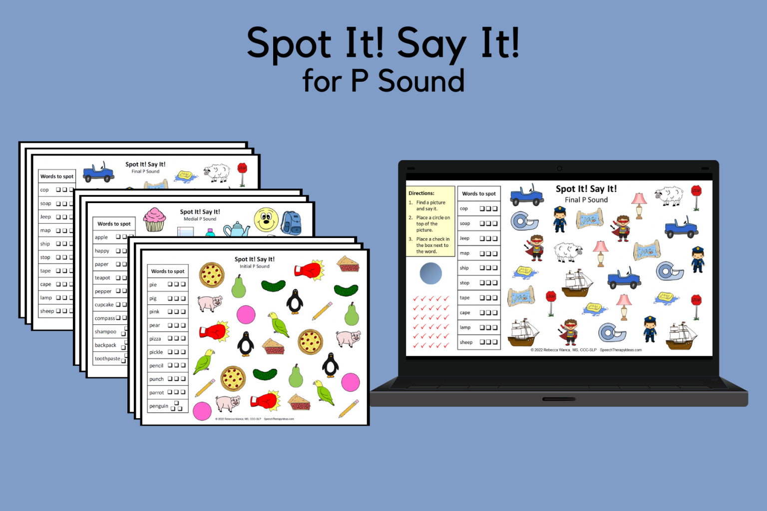 Spot It! Say It! Pages for P Sound | Speech Therapy Ideas