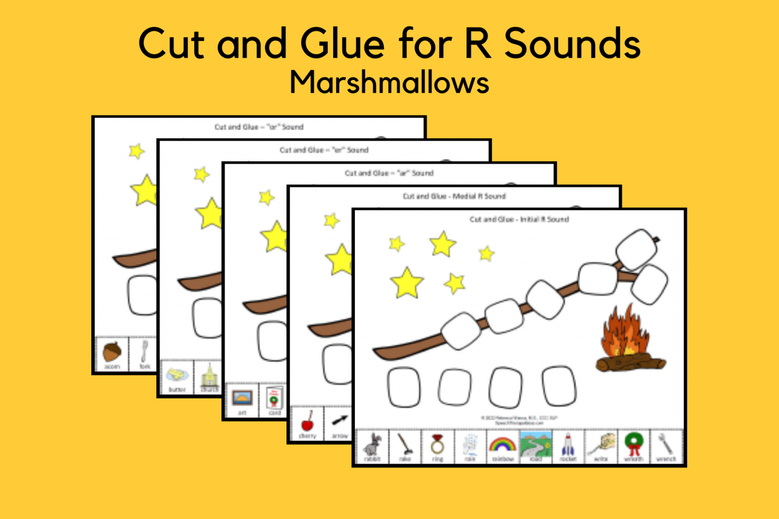 Cut and Glue for R Sounds – Marshmallows | Speech Therapy Ideas