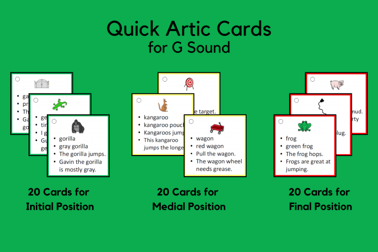 Quick Artic Cards for G Sound | Speech Therapy Ideas
