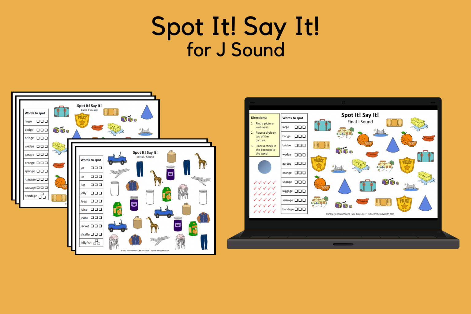 Spot It! Say It! Pages for J Sound | Speech Therapy Ideas