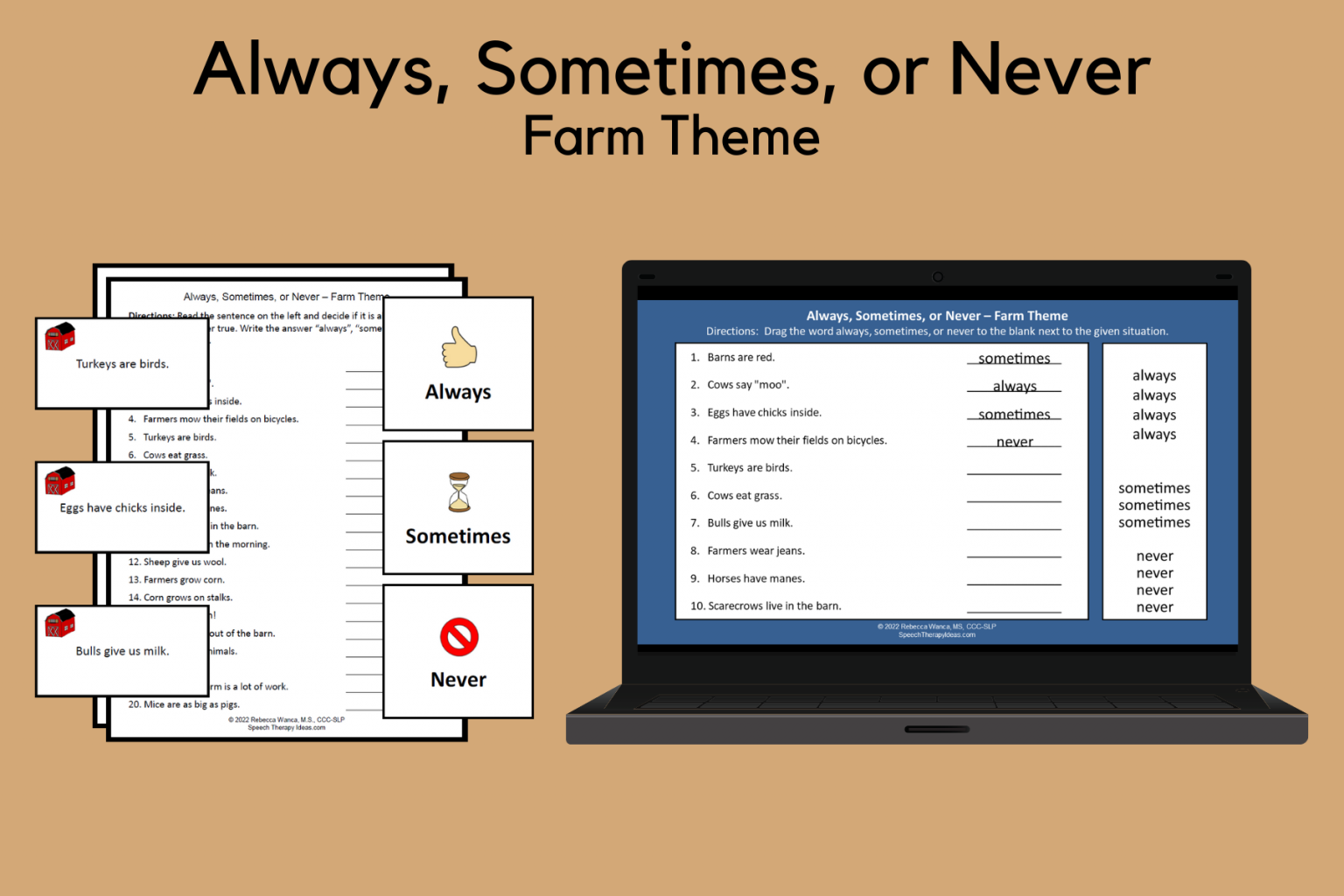 Always, Sometimes, or Never – Farm Theme | Speech Therapy Ideas