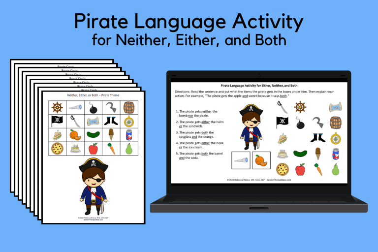 Pirate Language Activity for Neither, Either, and Both | Speech Therapy ...