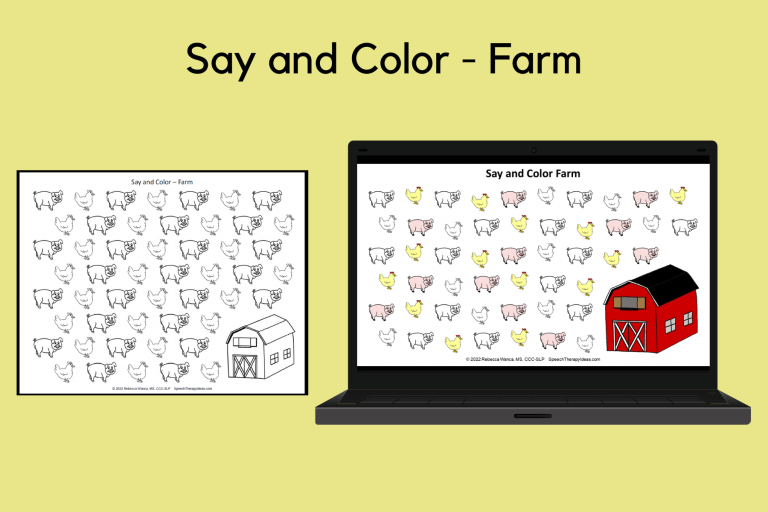 Say and Color – Farm | Speech Therapy Ideas