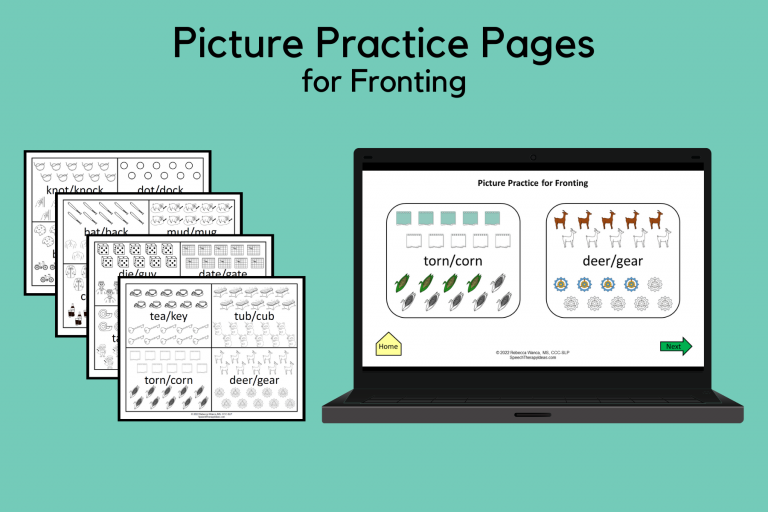 Picture Practice Pages for Fronting | Speech Therapy Ideas