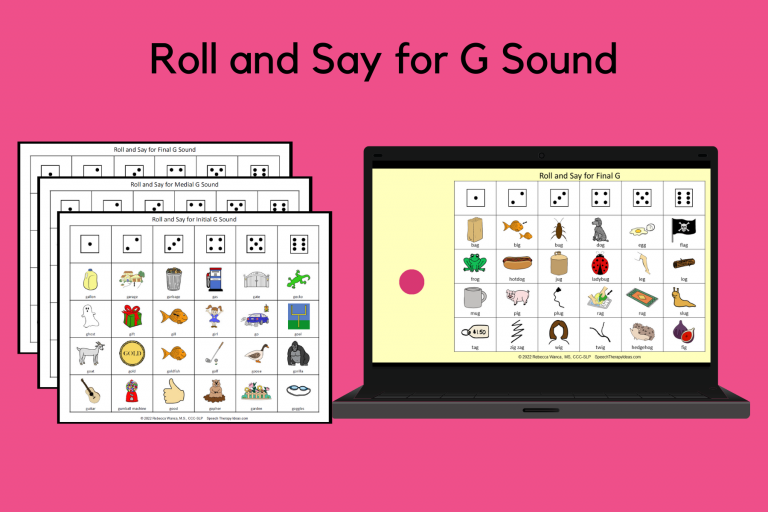 Roll and Say for G Sound | Speech Therapy Ideas