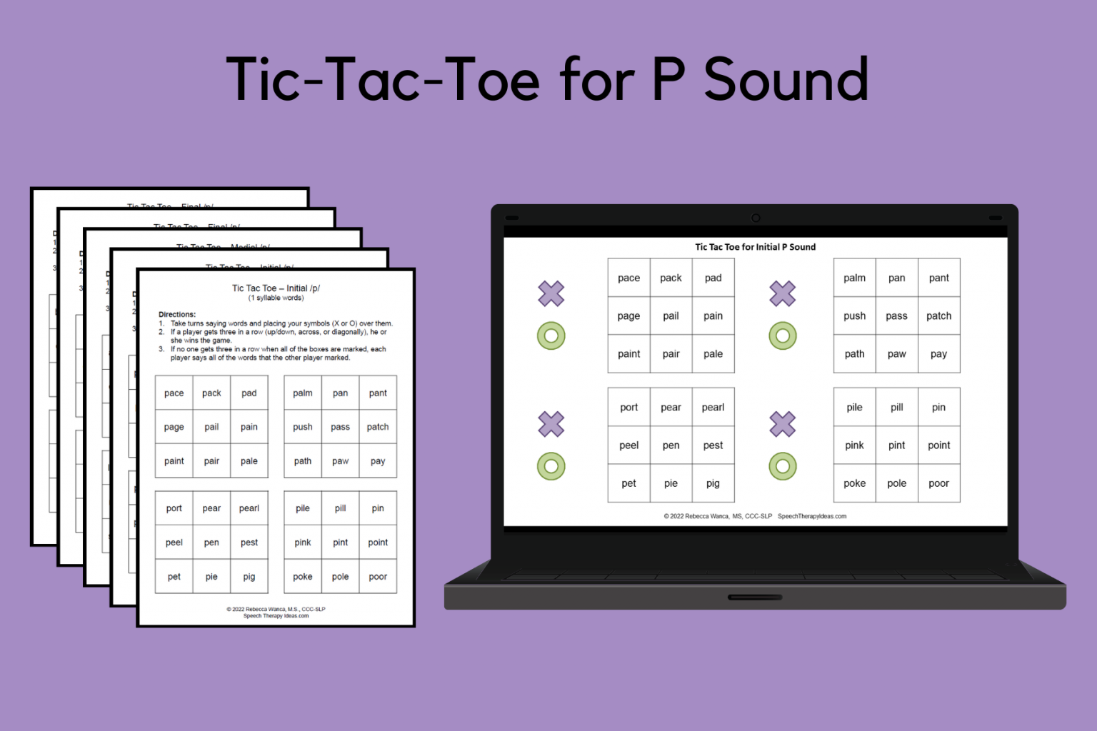Tic-Tac-Toe Games for P Sound | Speech Therapy Ideas