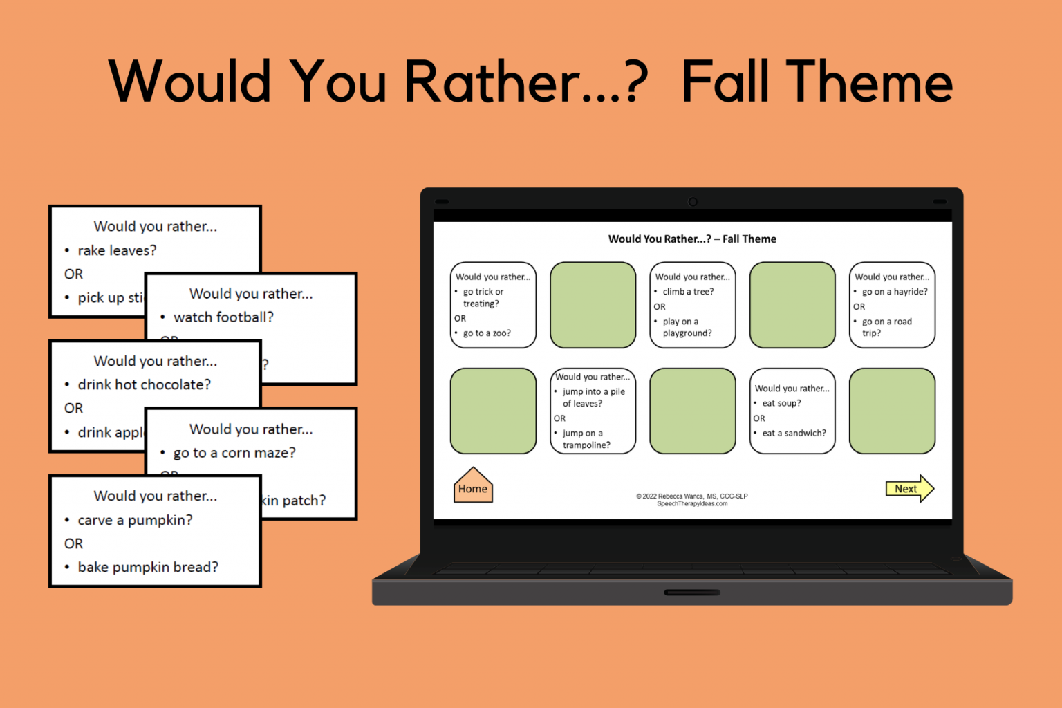 Would You Rather…? Fall Theme | Speech Therapy Ideas