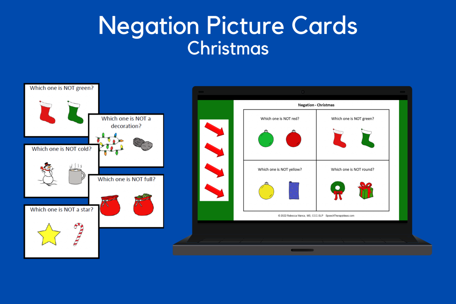 Negation Picture Cards – Christmas | Speech Therapy Ideas
