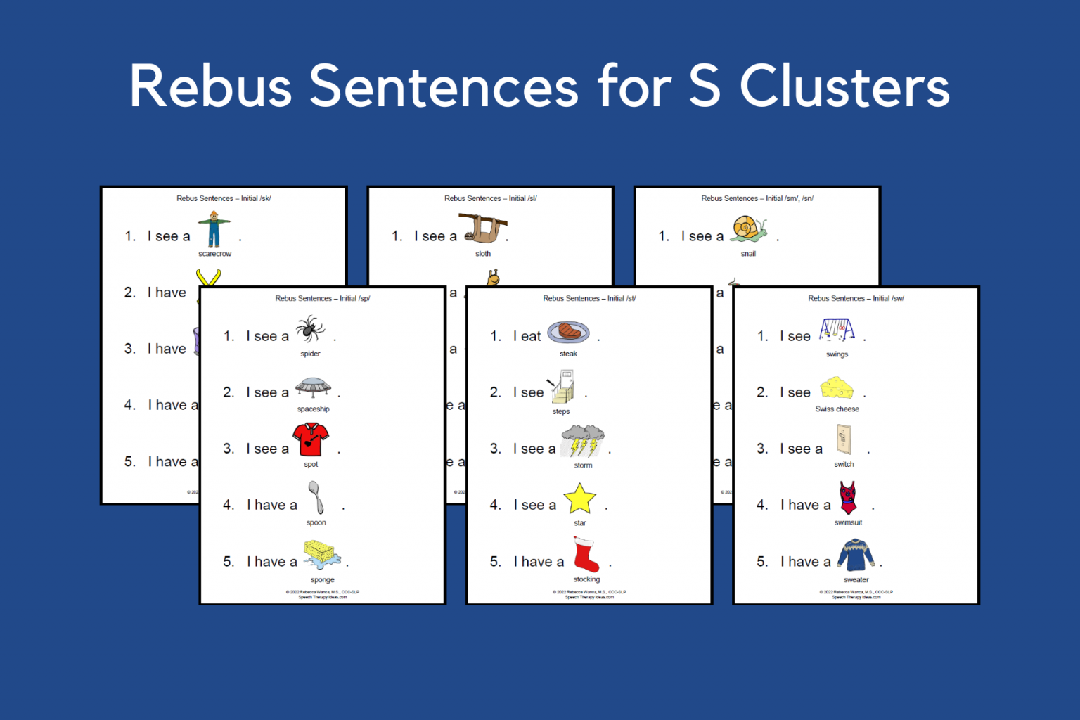 Rebus Sentences for S Clusters | Speech Therapy Ideas