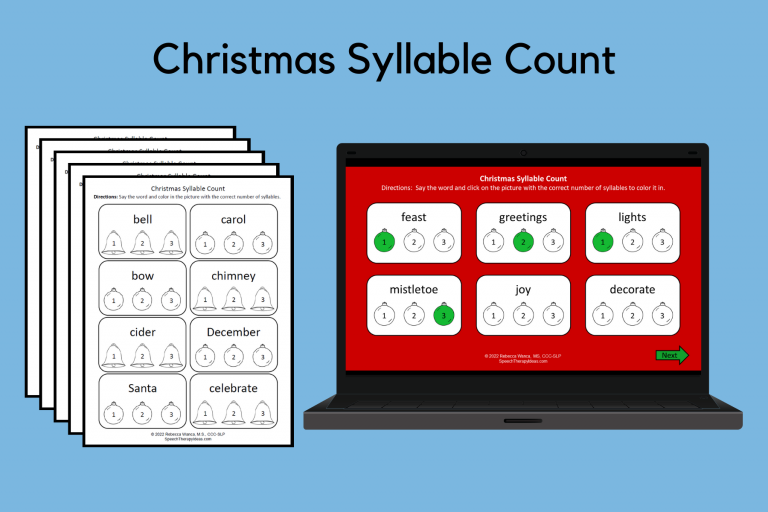 Christmas Syllable Count | Speech Therapy Ideas