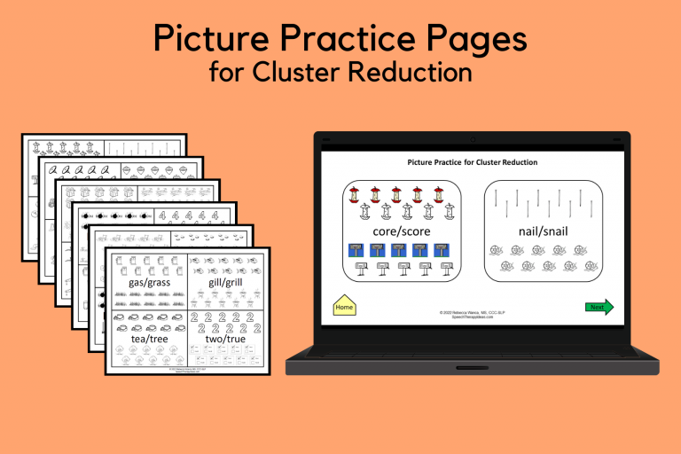 Picture Practice Pages for Cluster Reduction | Speech Therapy Ideas