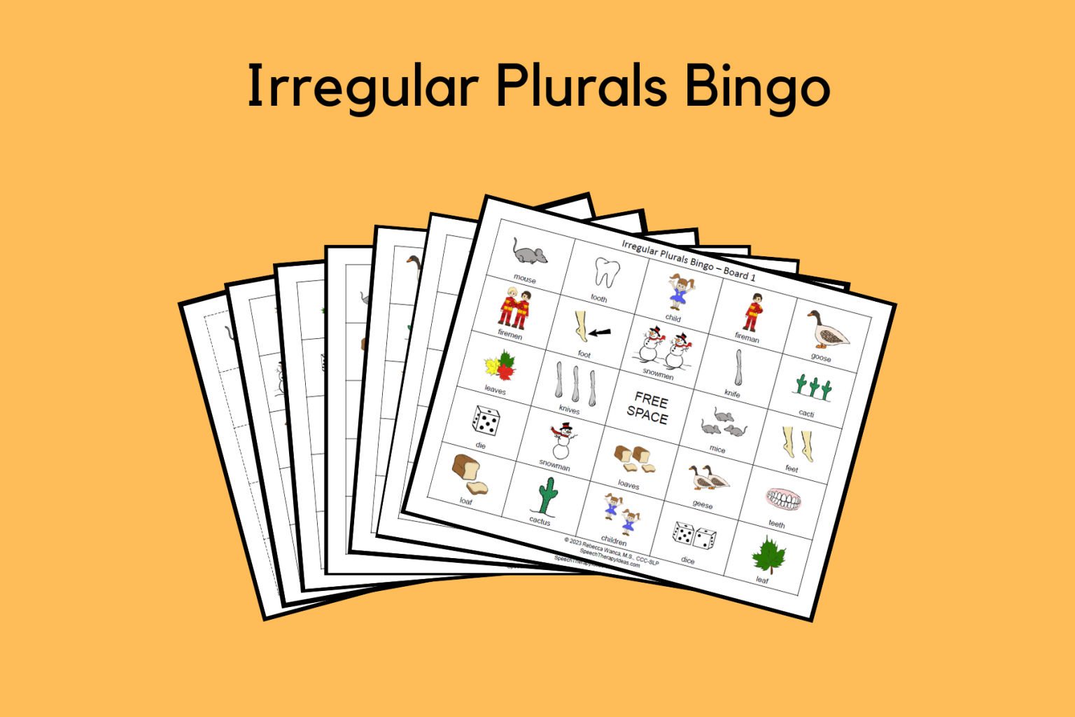 Irregular Plurals Bingo | Speech Therapy Ideas
