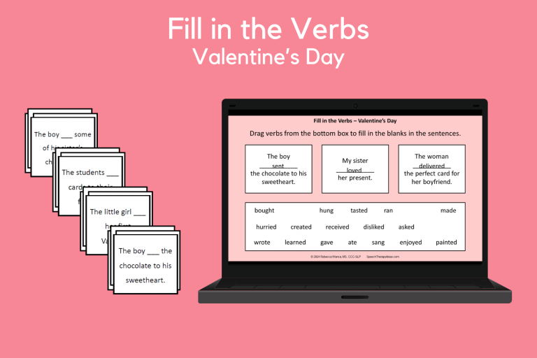 Fill In the Verb Sentences for Valentine’s Day | Speech Therapy Ideas