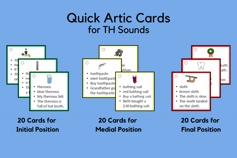 Quick Artic Cards for TH Sounds | Speech Therapy Ideas
