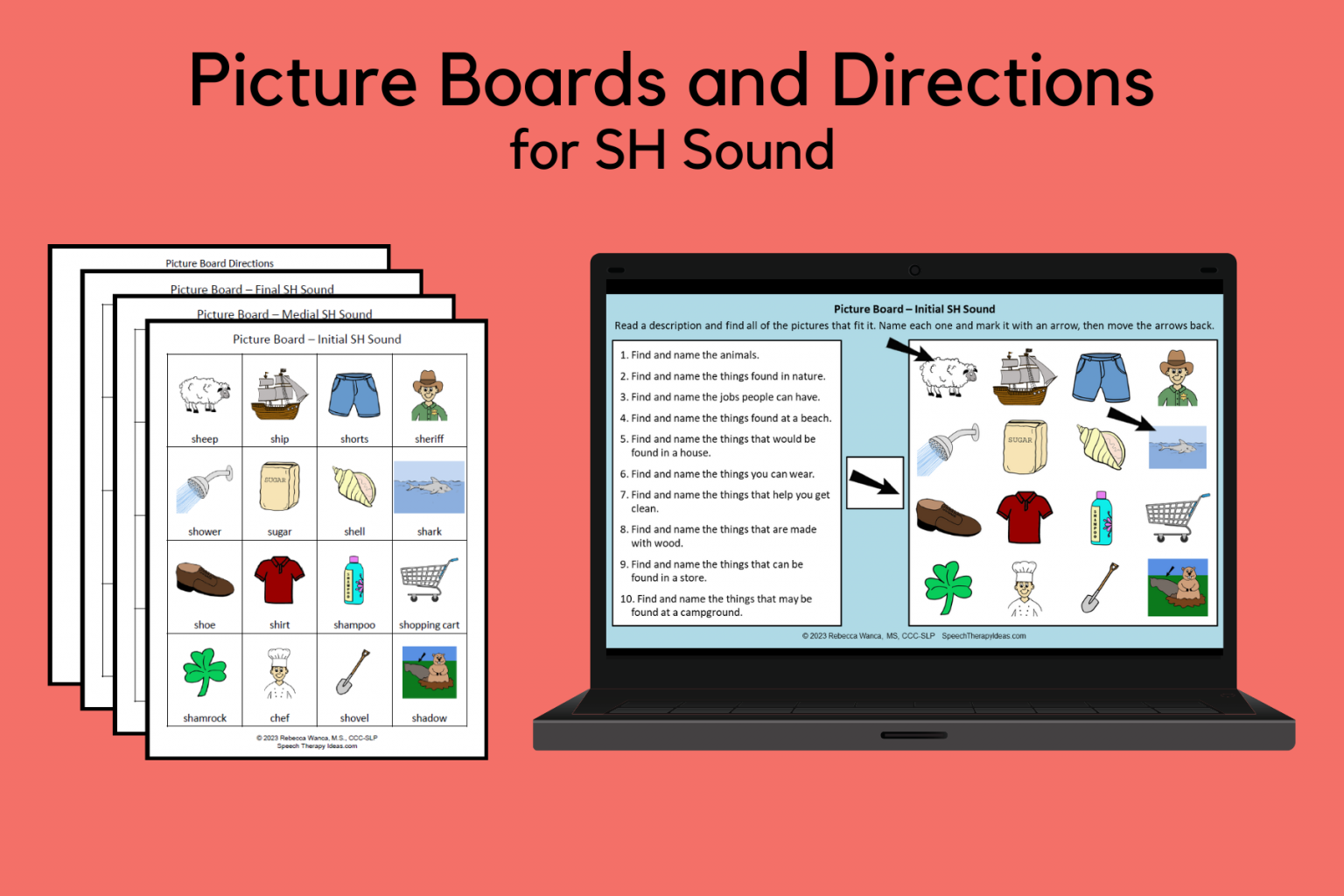 Picture Boards and Direction Following for SH Sound | Speech Therapy Ideas