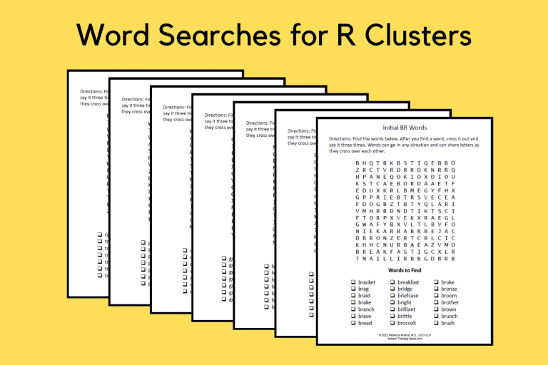 Word Searches for R Clusters | Speech Therapy Ideas