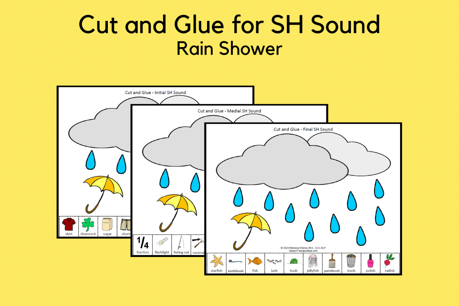 Cut and Glue for SH Sound – Rain Shower | Speech Therapy Ideas