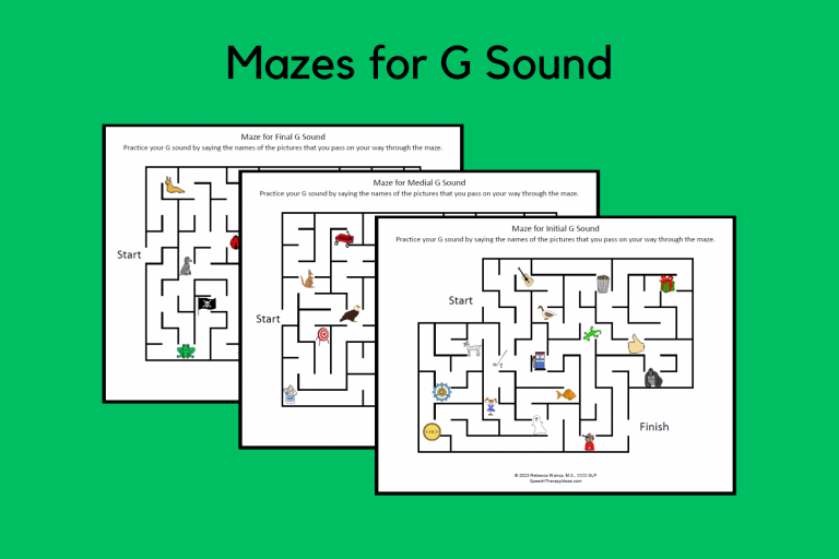 Mazes for G Sound | Speech Therapy Ideas