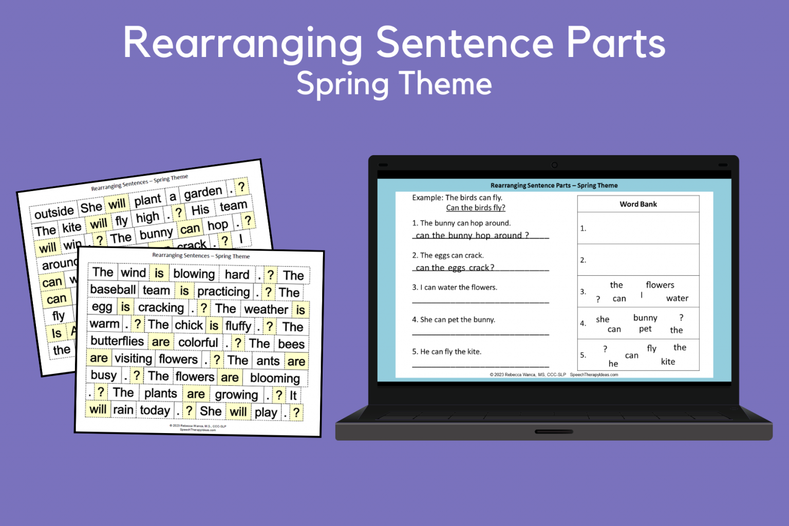 Rearranging Sentence Parts – Spring Theme | Speech Therapy Ideas