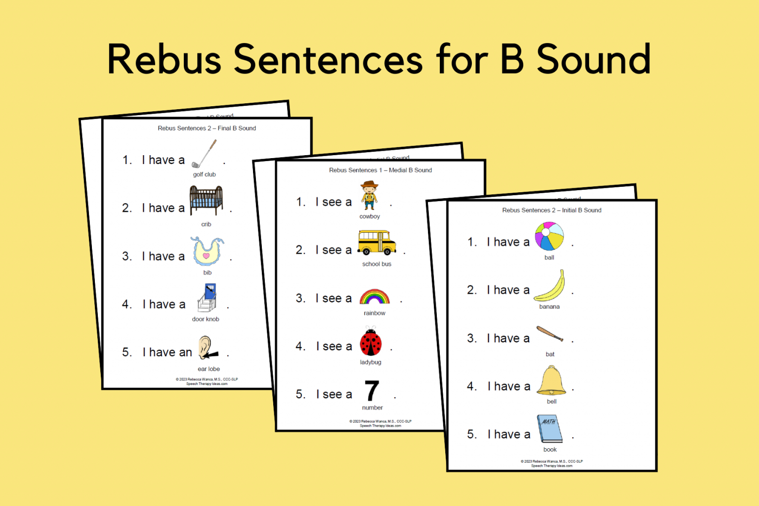 Rebus Sentences for B Sound | Speech Therapy Ideas