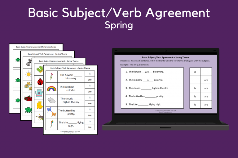 Basic Subject & Verb Agreement – Spring Theme | Speech Therapy Ideas