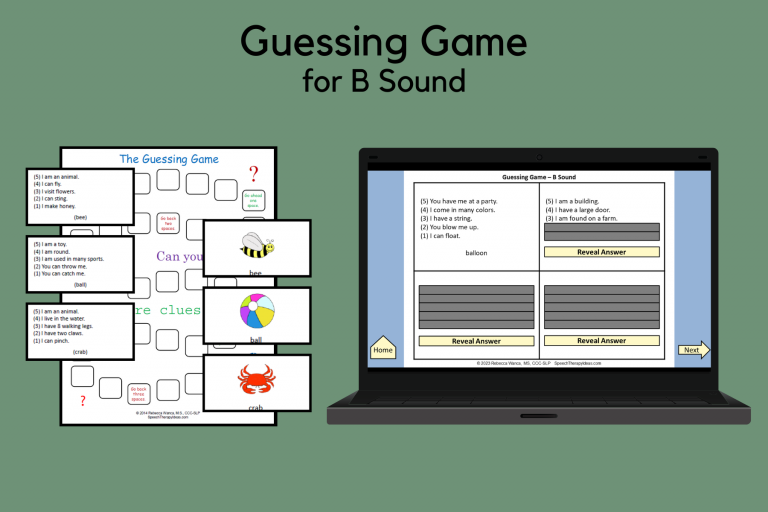 Guessing Game – B Sound | Speech Therapy Ideas