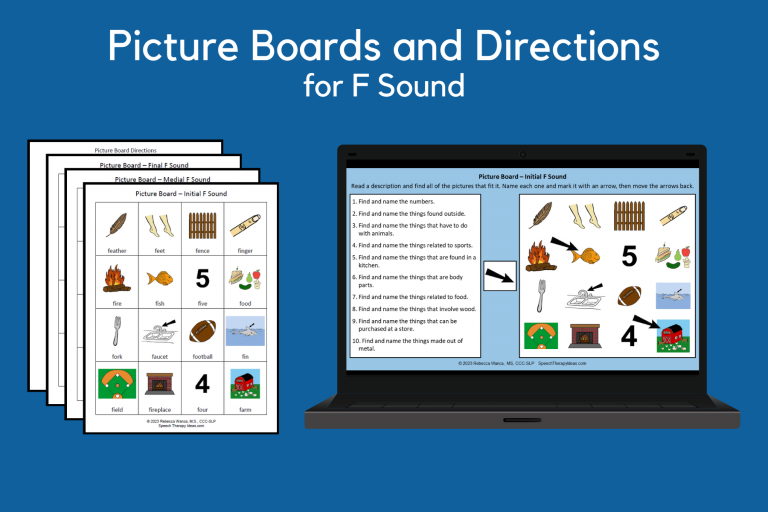 Picture Boards and Direction Following for F Sound | Speech Therapy Ideas
