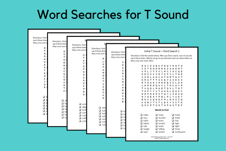 Word Searches for T Sound | Speech Therapy Ideas