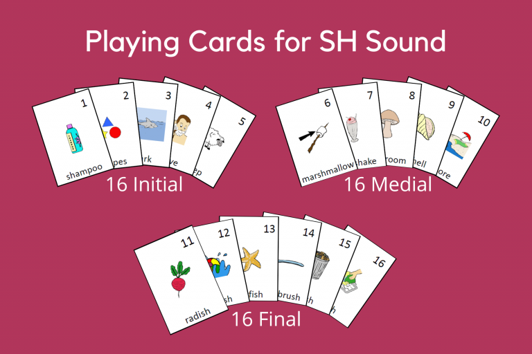 Playing Cards for SH Sound | Speech Therapy Ideas