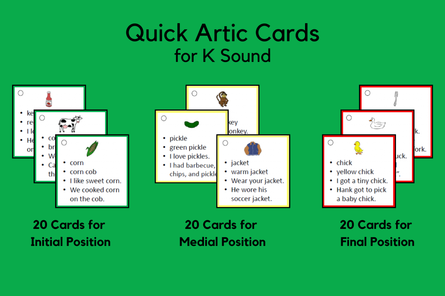 Quick Artic Cards for K Sound | Speech Therapy Ideas
