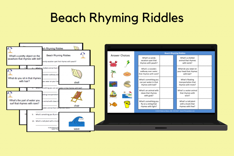 Beach Rhyming Riddles | Speech Therapy Ideas