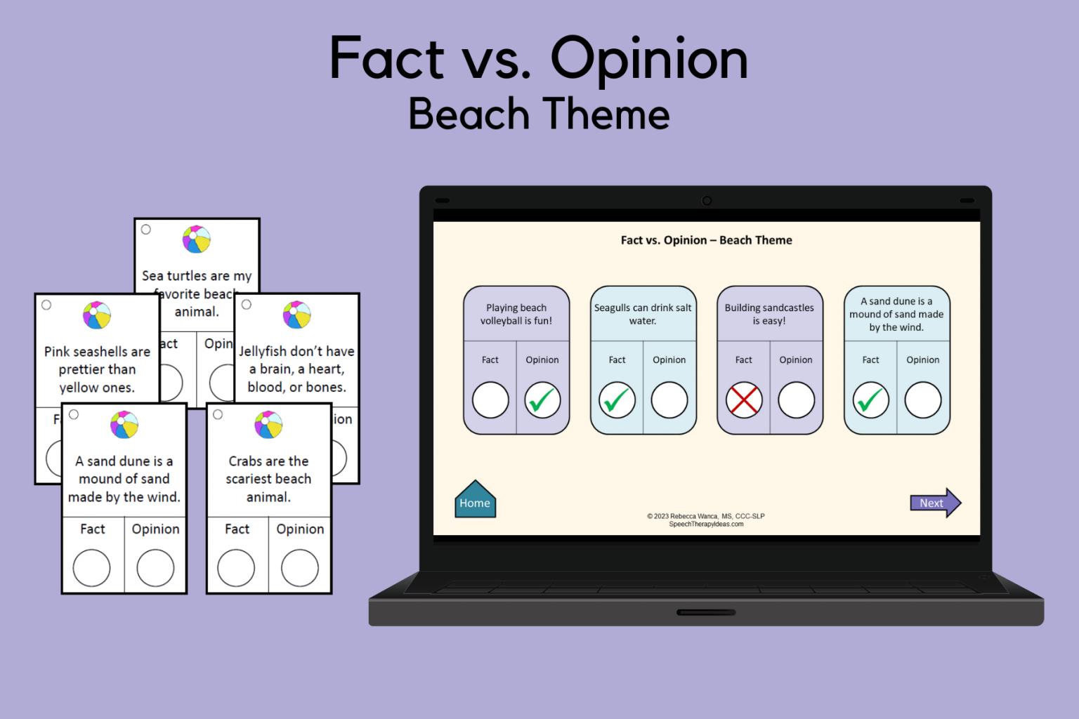 Fact vs. Opinion – Beach Theme | Speech Therapy Ideas