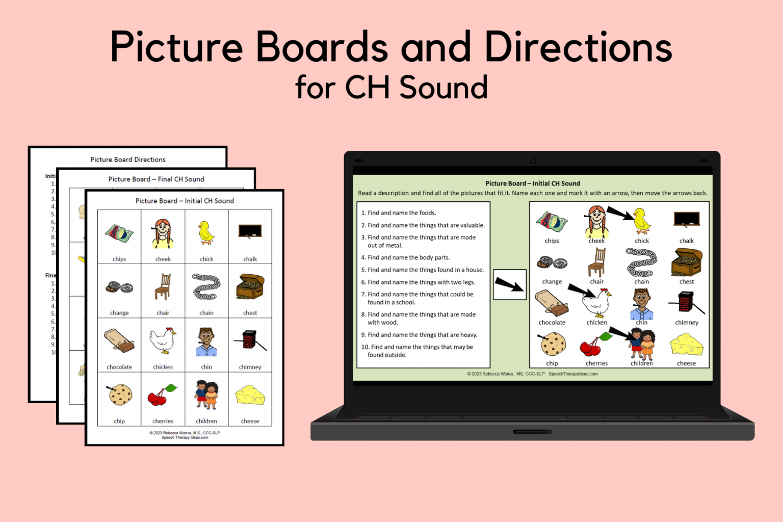 Picture Boards and Direction Following for CH Sound | Speech Therapy Ideas