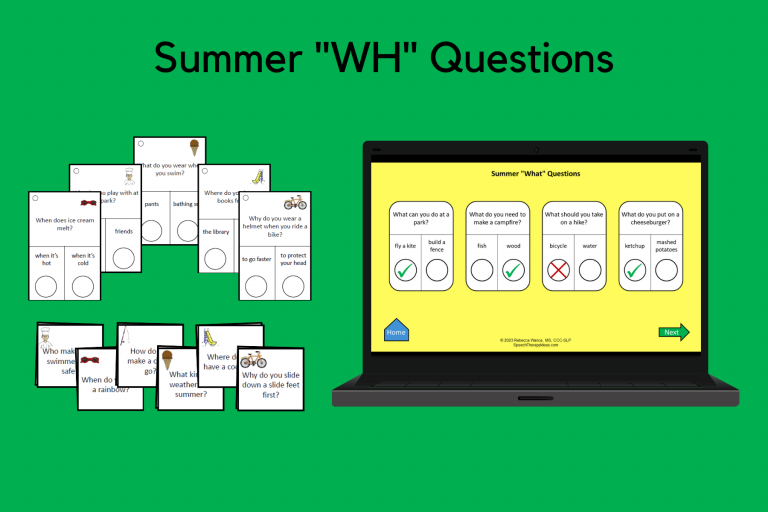 Summer “WH” Questions with and without Answer Choices | Speech Therapy ...