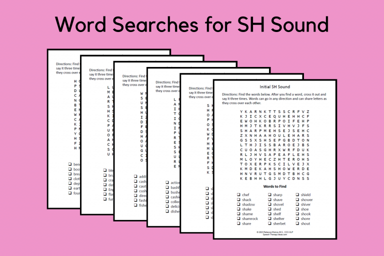 Word Searches for SH Sound | Speech Therapy Ideas