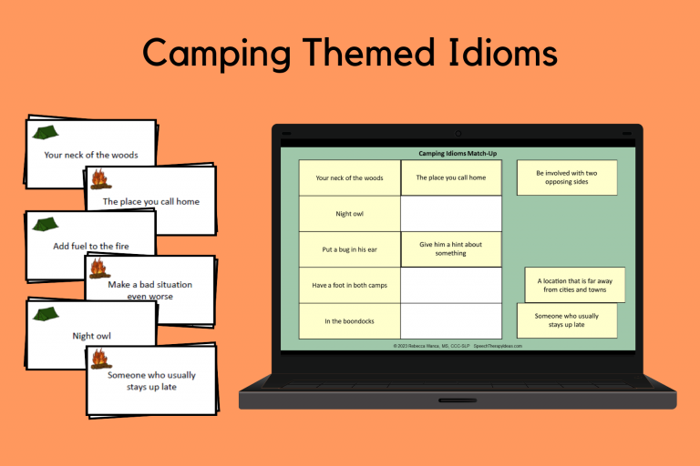 Camping Themed Idioms | Speech Therapy Ideas