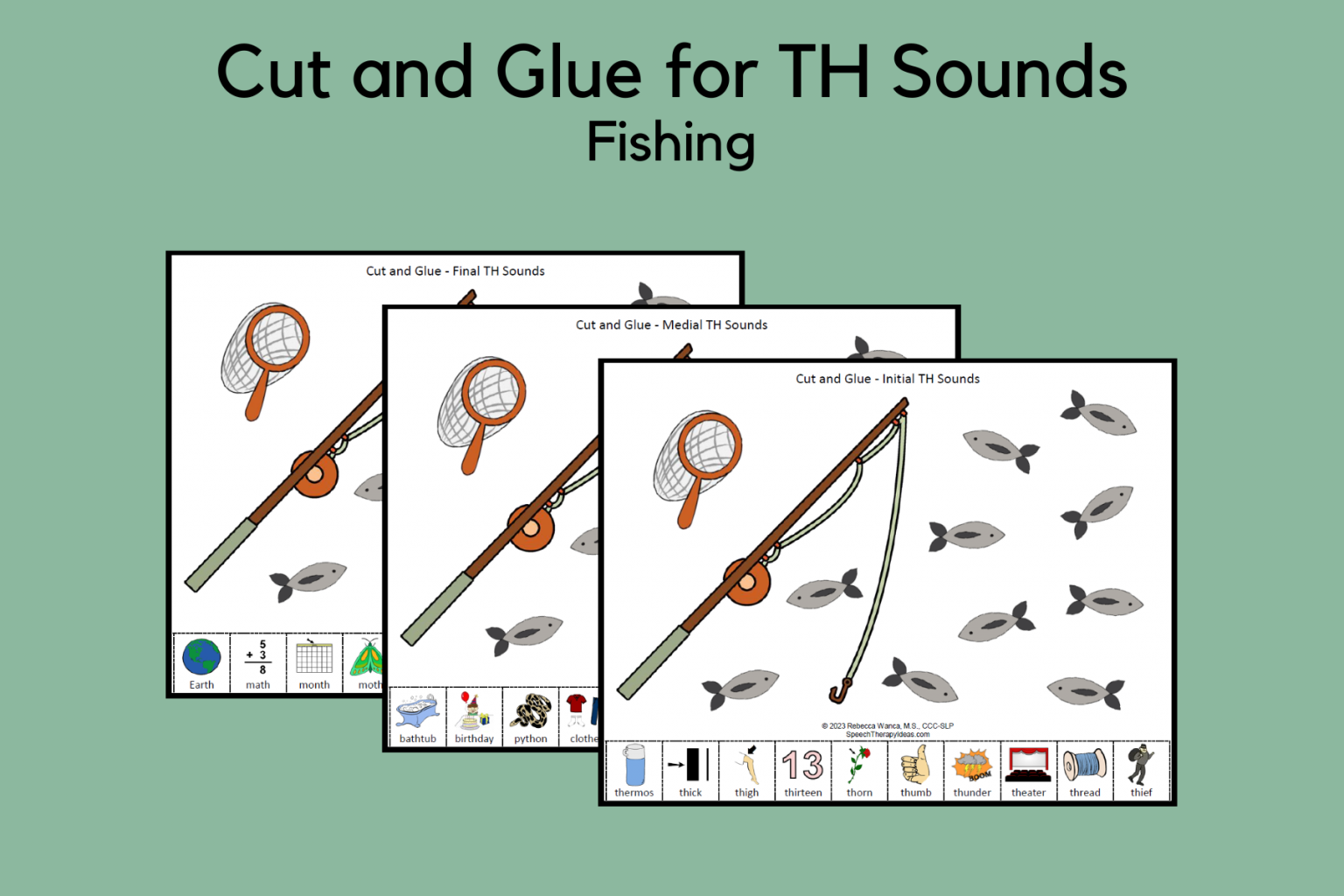 Cut and Glue for TH Sound – Fishing | Speech Therapy Ideas