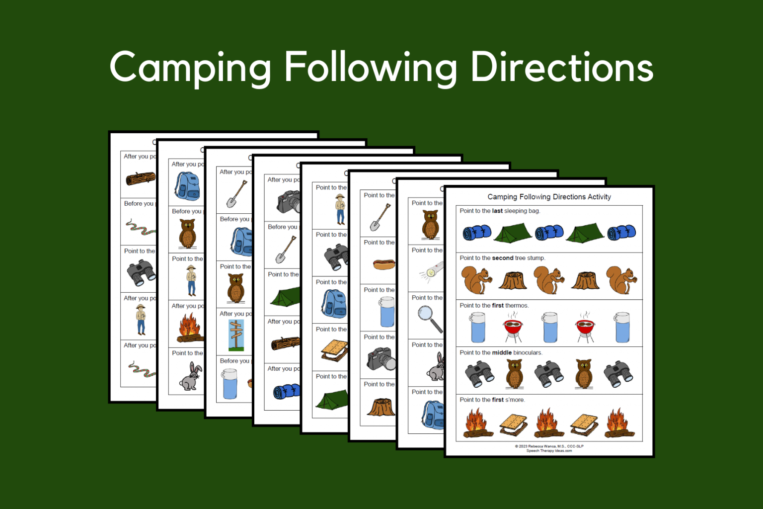 Camping Following Directions Activity | Speech Therapy Ideas